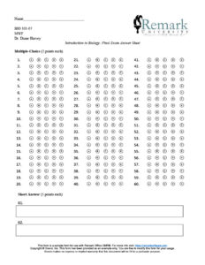 60 Question Test Answer Sheet · Remark Software
